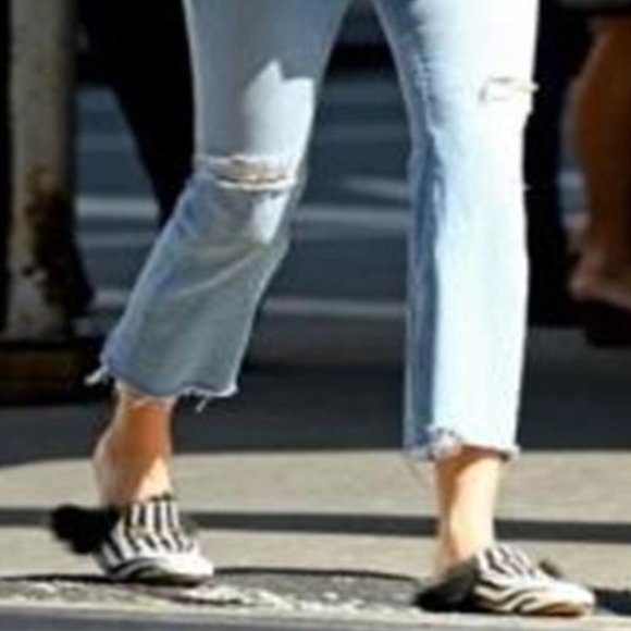 Gucci | Shoes | Gucci Princetown Zebra Leather Fur Flat Mule Slide ...